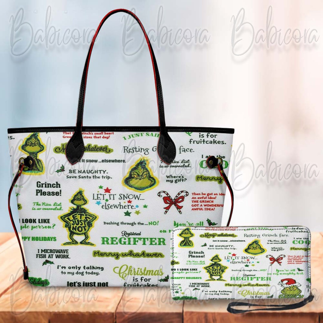 Grinch Christmas Large Tote Leather Bag & Wallet Grinchmas - Etsy