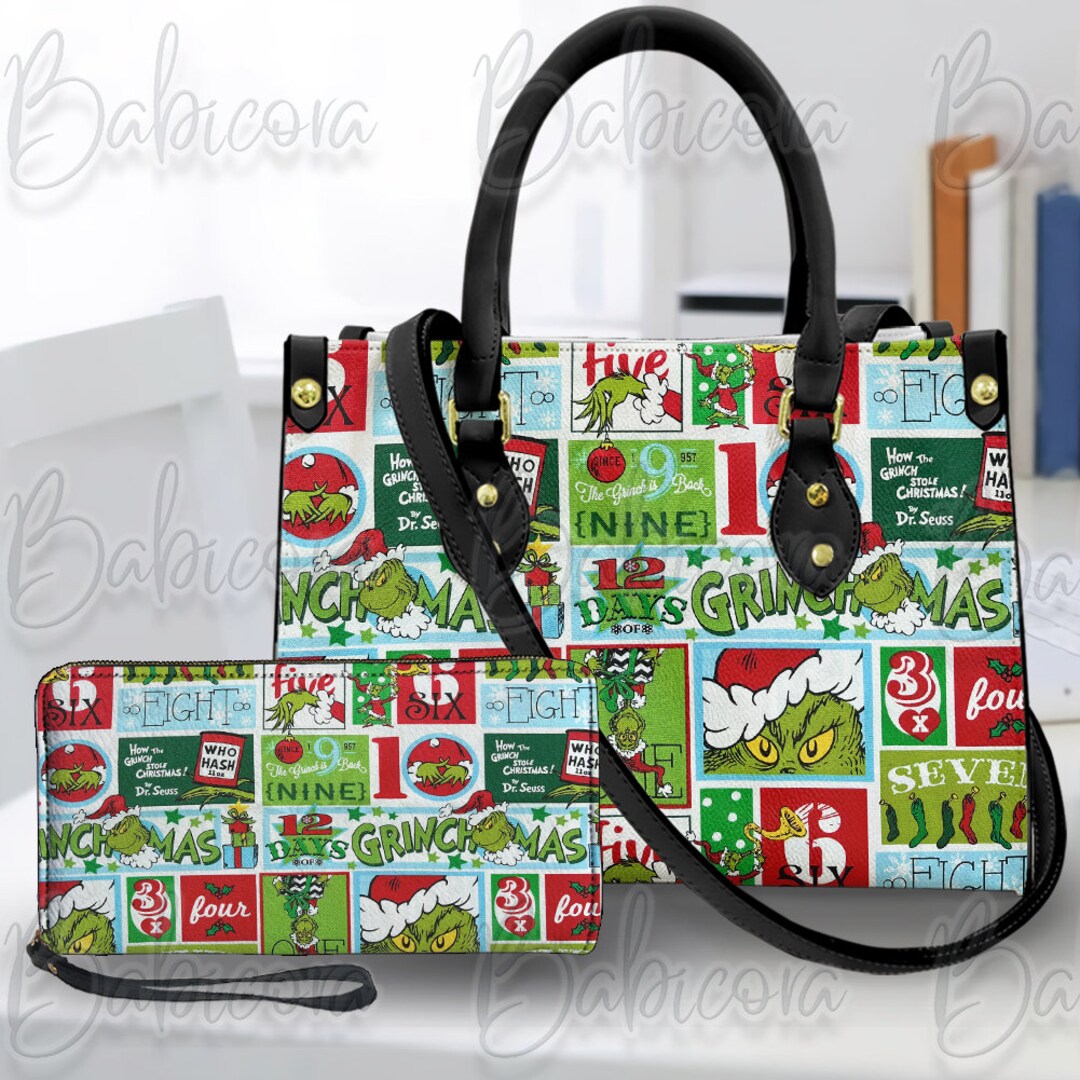 Grinch Christmas Leather Bag & Wallet, Grinchmas Women Shoulder Bag ...