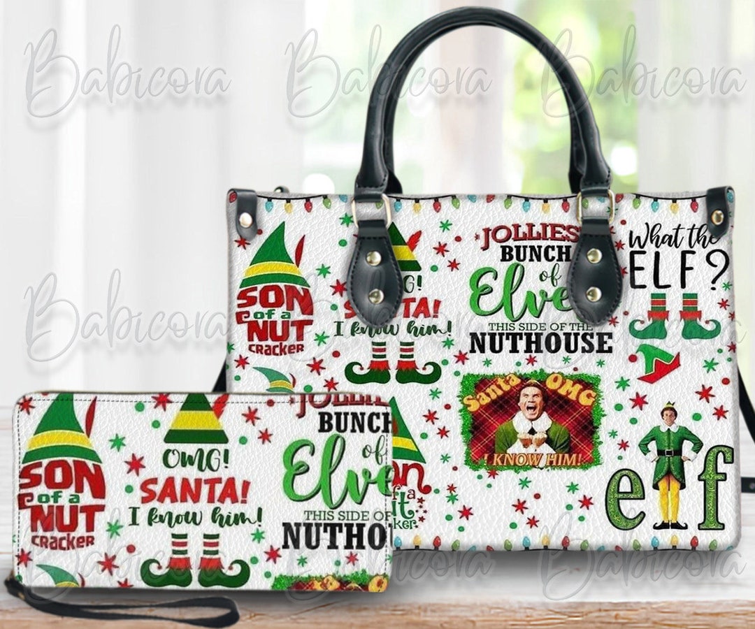 Elf Christmas Leather Handbag & Wallet, Women Shoulder Bag, Elf Handbag ...