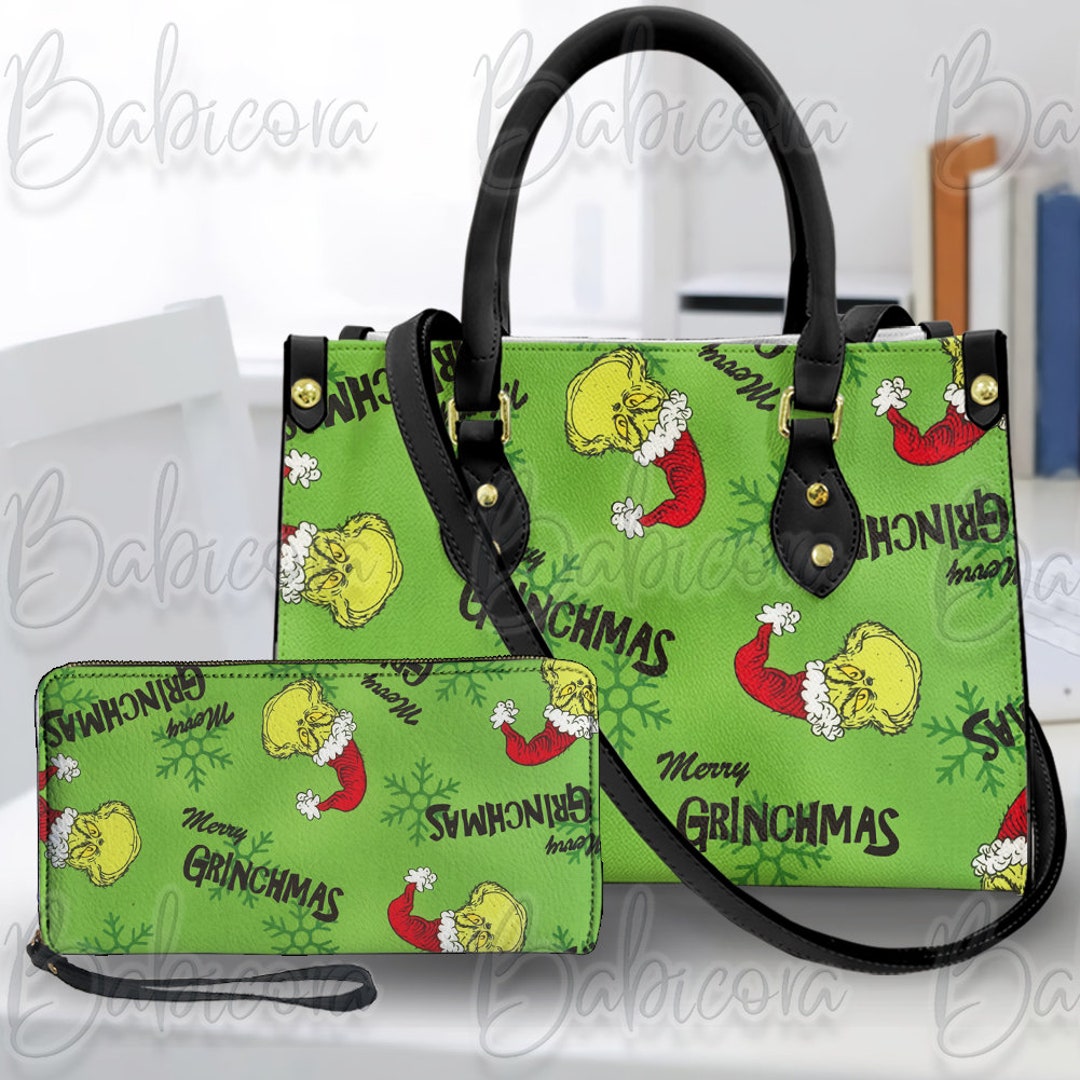 Grinch Christmas Leather Bag & Wallet, Grinchmas Women Shoulder Bag ...