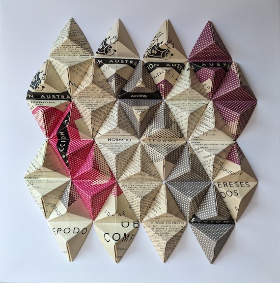 Vintage Origami Book Covers Wall Art Made From Classic | Etsy