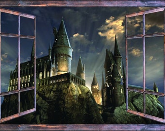 Magical Wizards Castle Lights at Night Wall Mural - Etsy