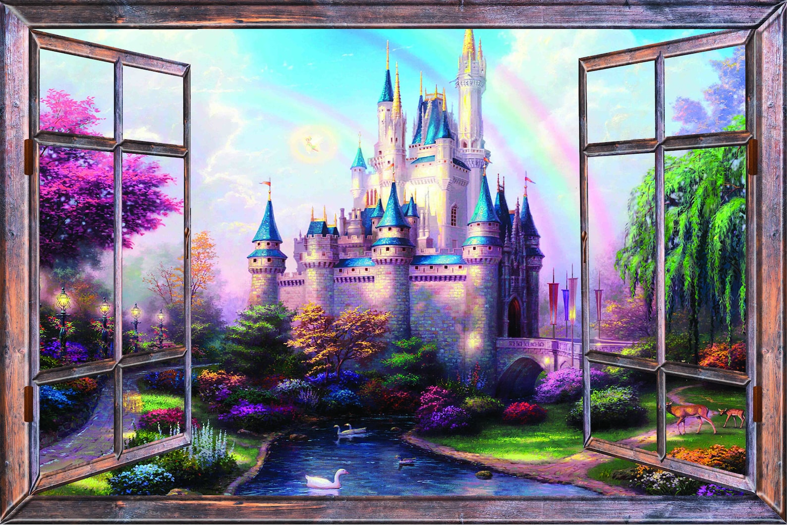 Window With a View Magical Fairytale Castle on the Lake Wall Mural ...