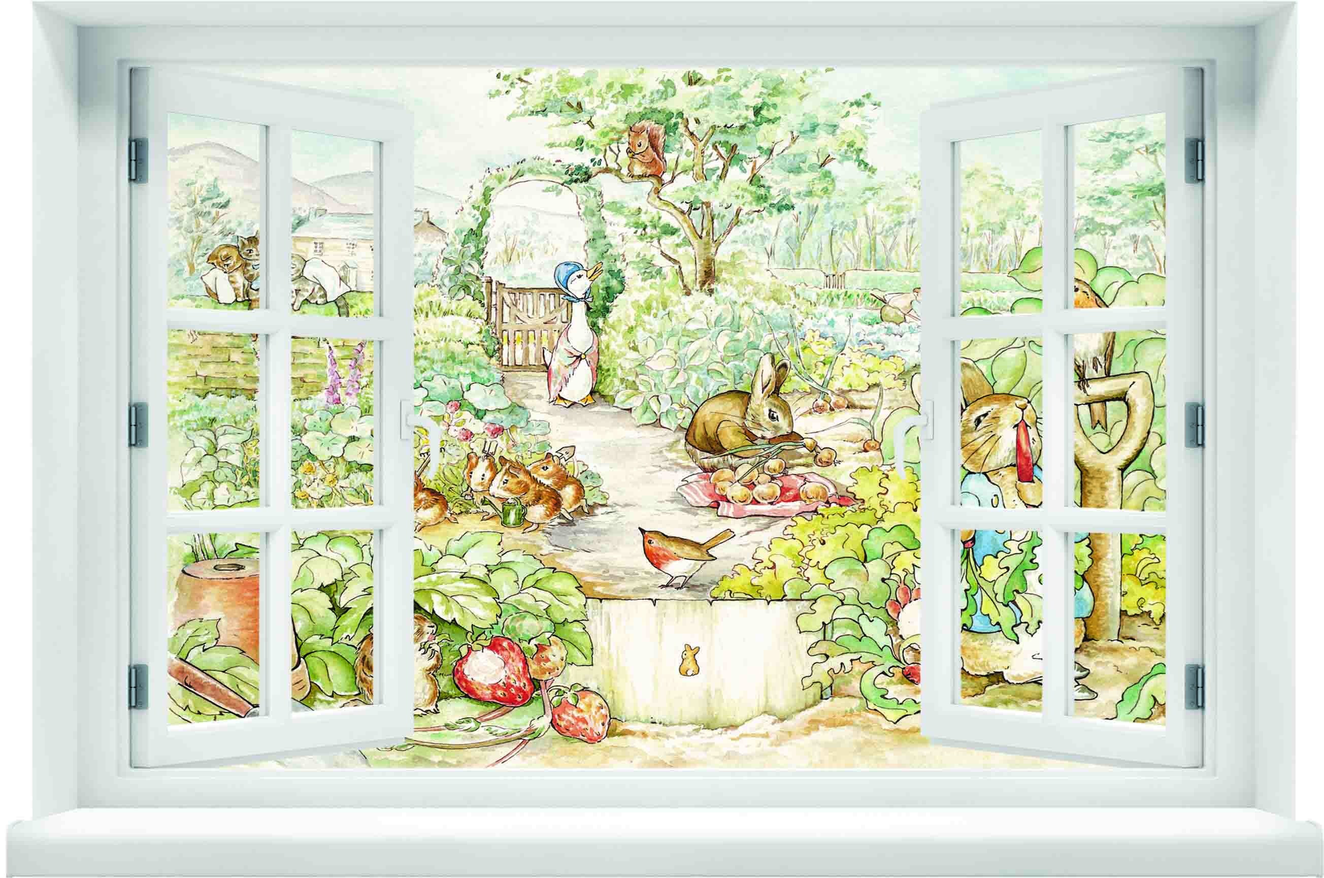 Window With a View Wildlife Friends in the Garden Wall Mural - Etsy