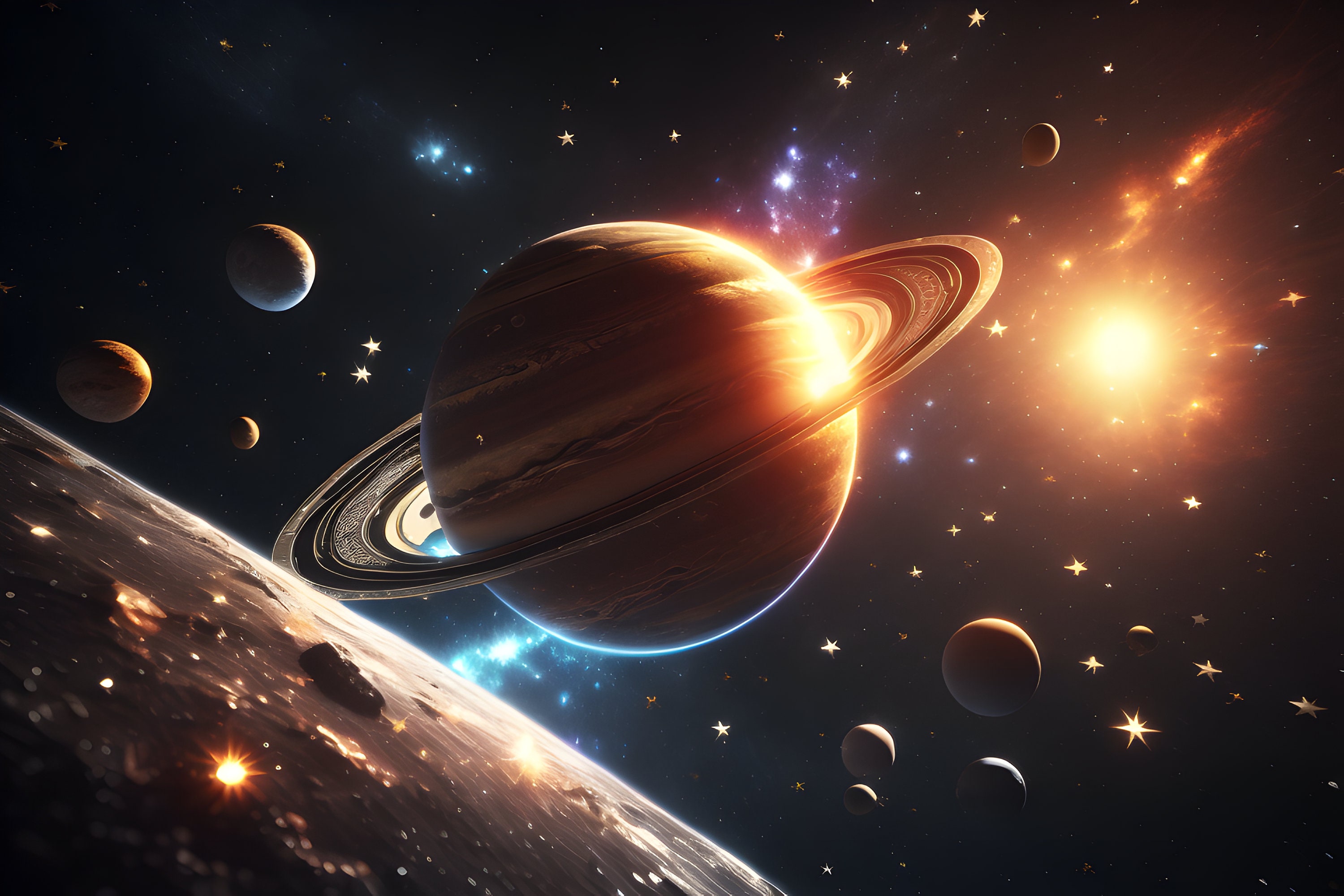 Solar System Space Scene Wall Mural - Etsy