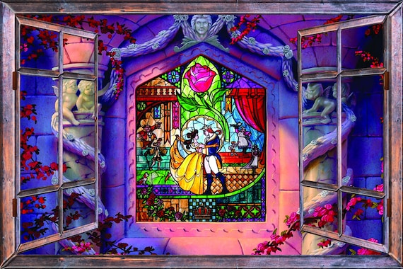 Window With a View Enchanted Castle Stained Glass Window Wall - Etsy