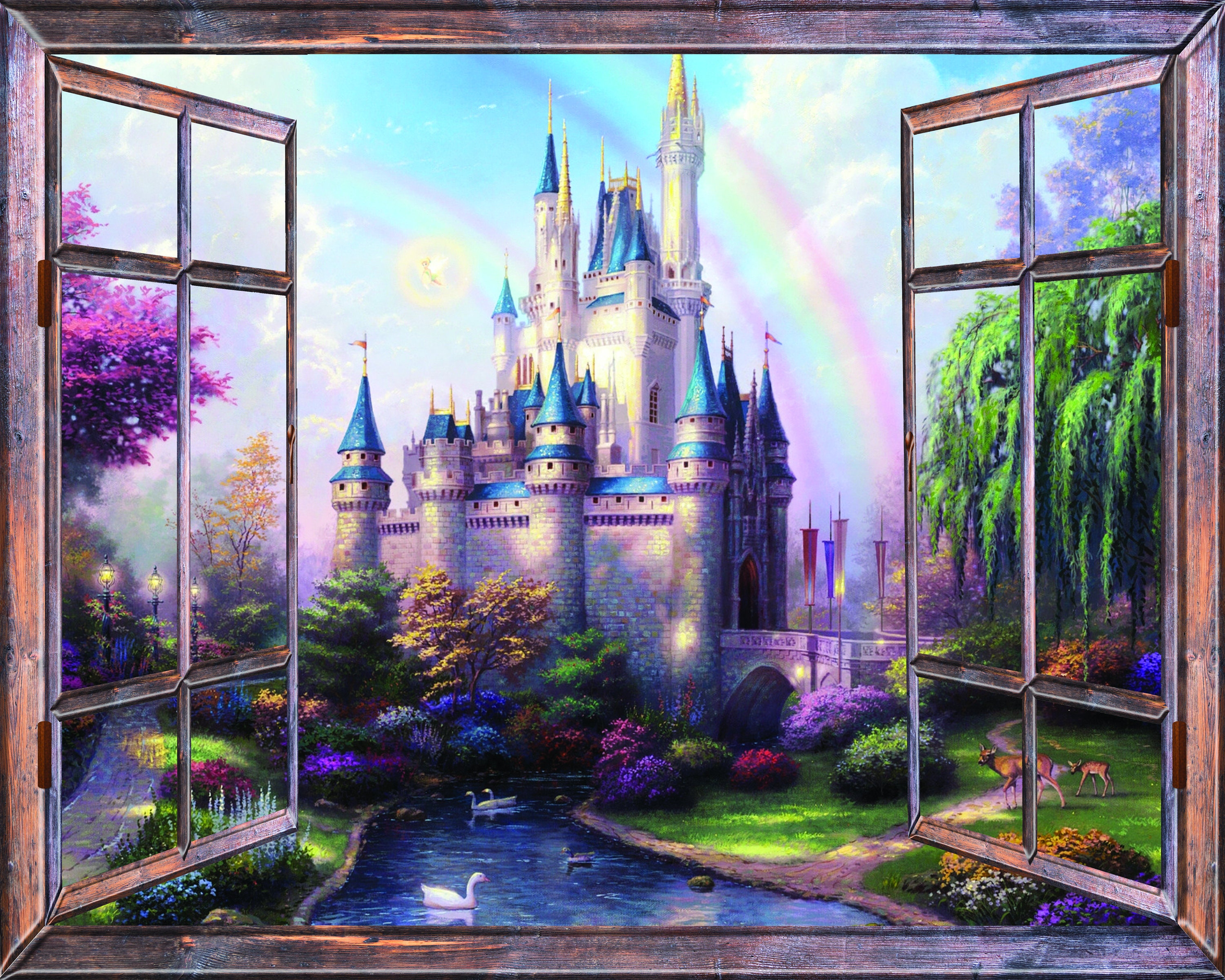Window With a View Magical Fairytale Castle on the Lake Wall Mural ...