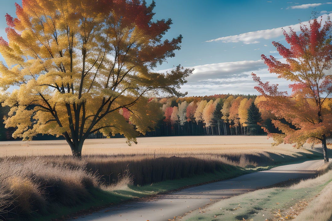 Autumn Scene Field of Crop Fall Foliage Wall Mural - Etsy