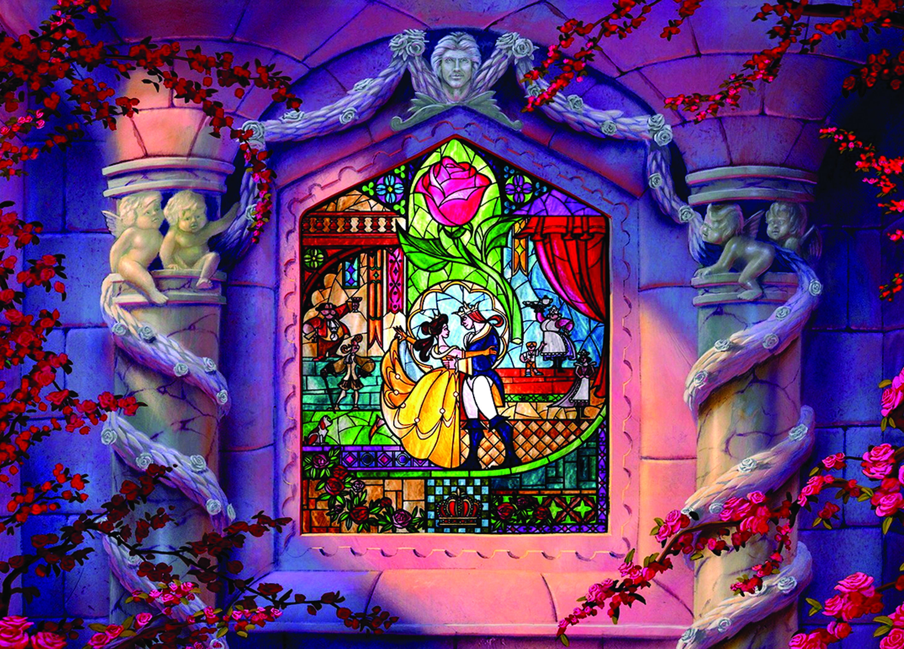 Enchanted Castle Stained Glass Window Wall Mural - Etsy