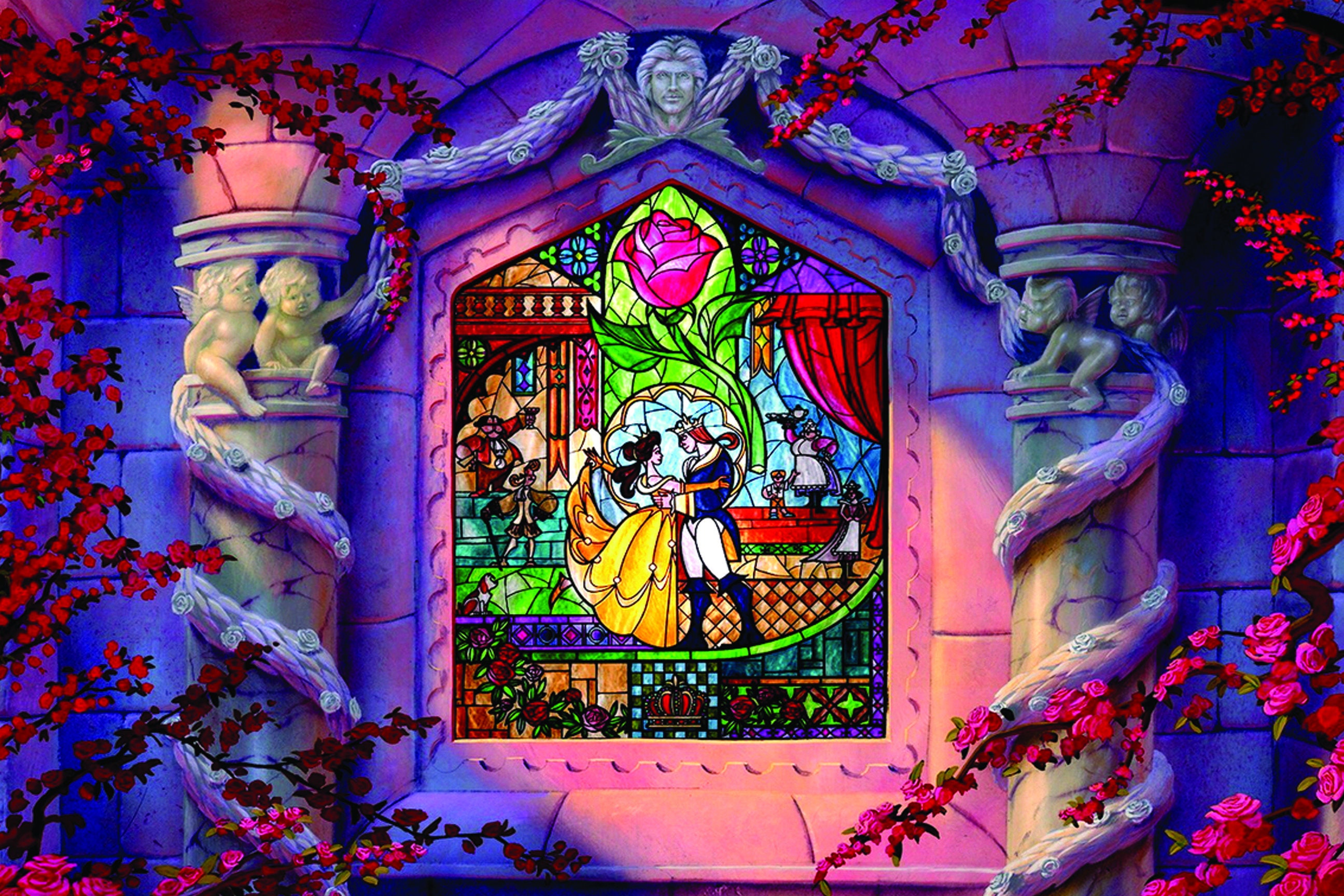 Enchanted Castle Stained Glass Window Wall Mural - Etsy
