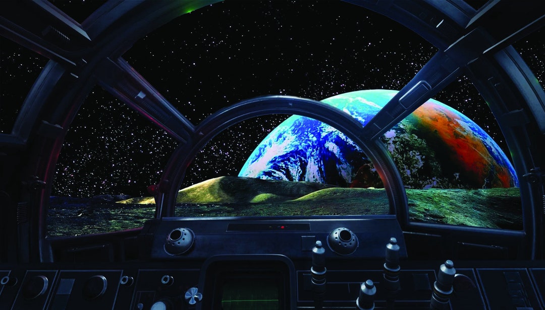 Millennium Falcon Cockpit View of Earth From Moon Wall Mural - Etsy