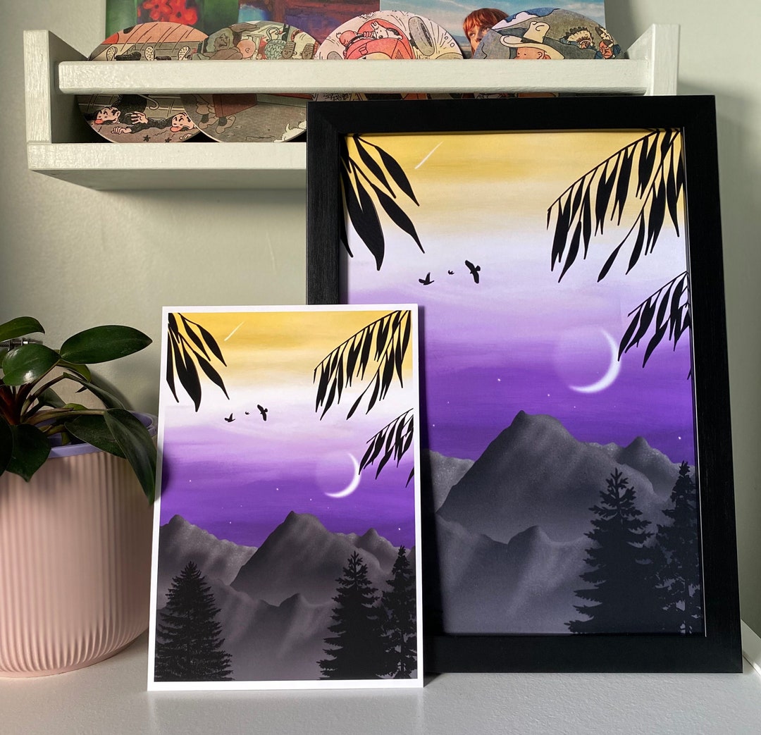 Non-binary Flag ART PRINT- Digital Art Print- Pride Flag - Etsy UK