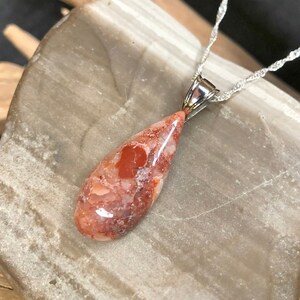 Extremely Rare Petite RED Pudding Stone Teardrop Necklace strawberry ...