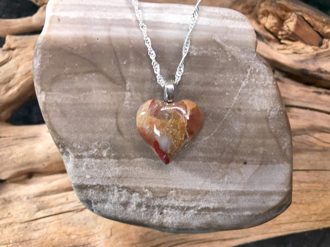 Petite Pudding Stone Heart Necklace Handcrafted Northern Michigan ...