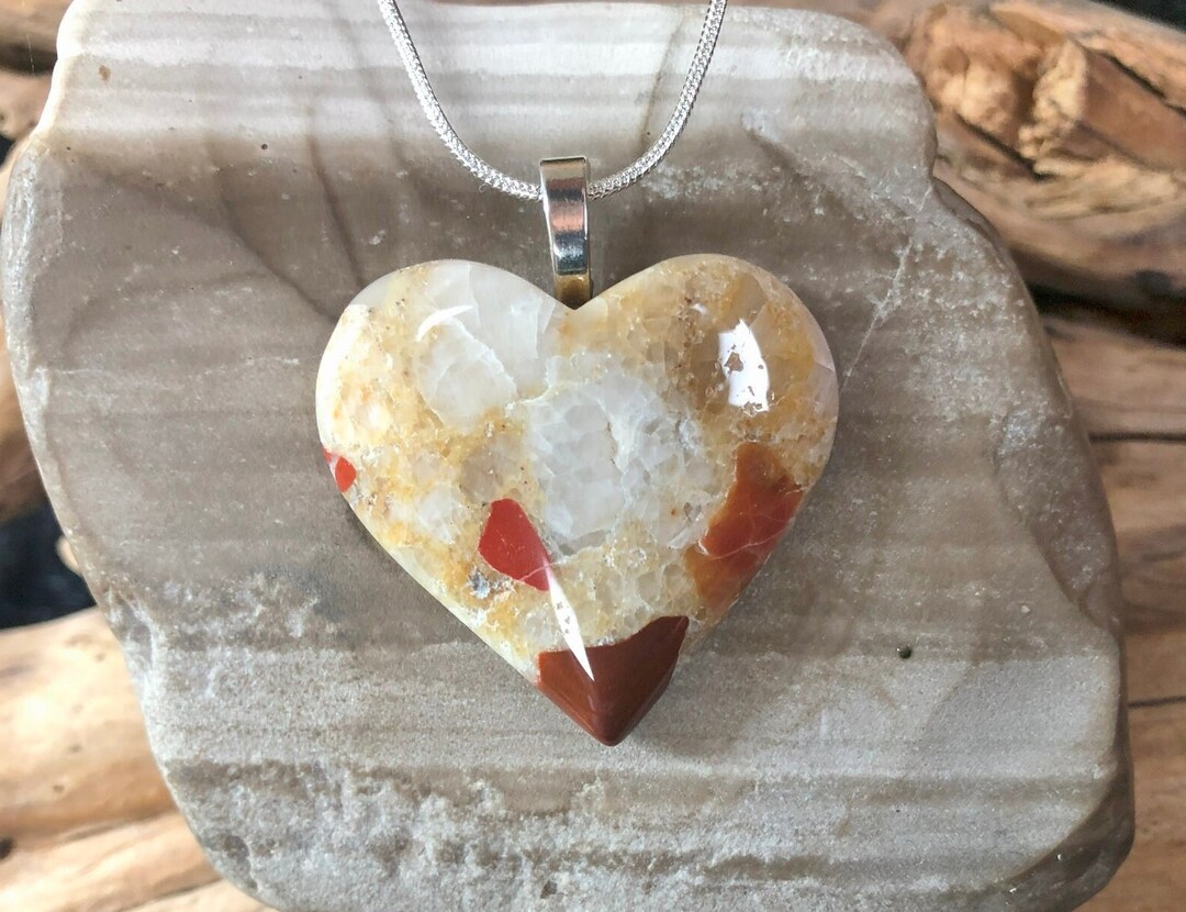 Pudding Stone Love Heart Necklace Handcrafted Pudding Stone Jewelry ...