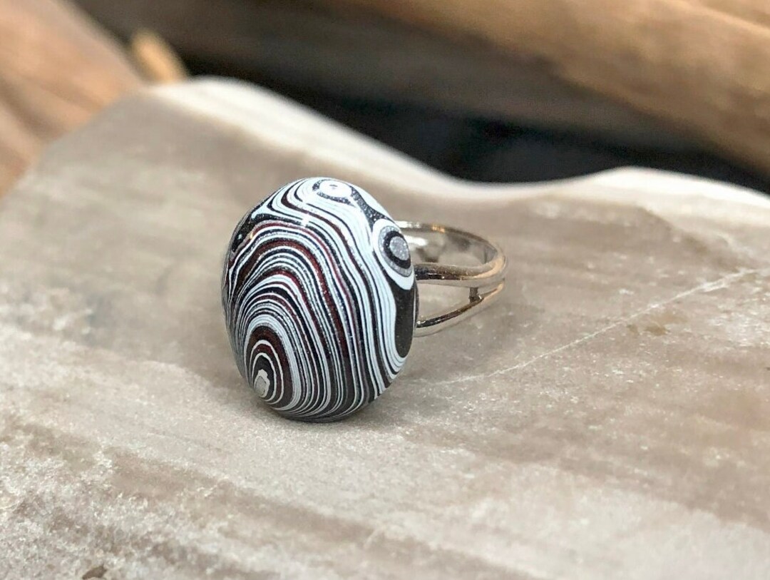 Adjustable Fordite Oval Ring Handcrafted Automotive History Motor City ...
