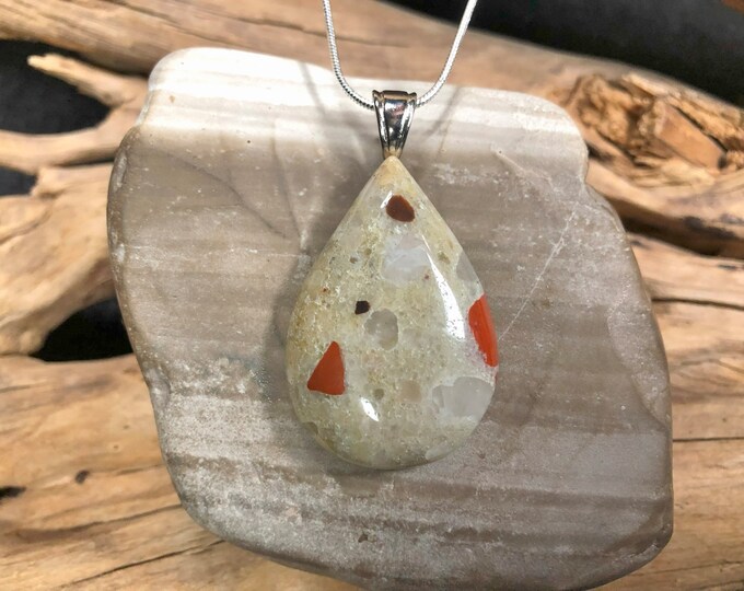 Colorful Handcrafted Pudding Stone Crocodile Tear Necklace, Perfect ...