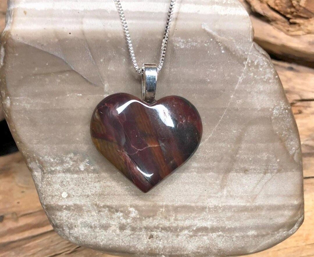 Quarter Sized Michigan Banded Iron Formation Heart Necklace, 2 Billion ...