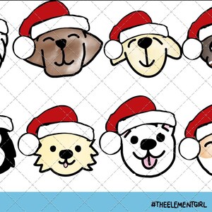 Watercolor Christmas Dog Clipart, Seasonal, Crafts, Cute, Santa Hats ...