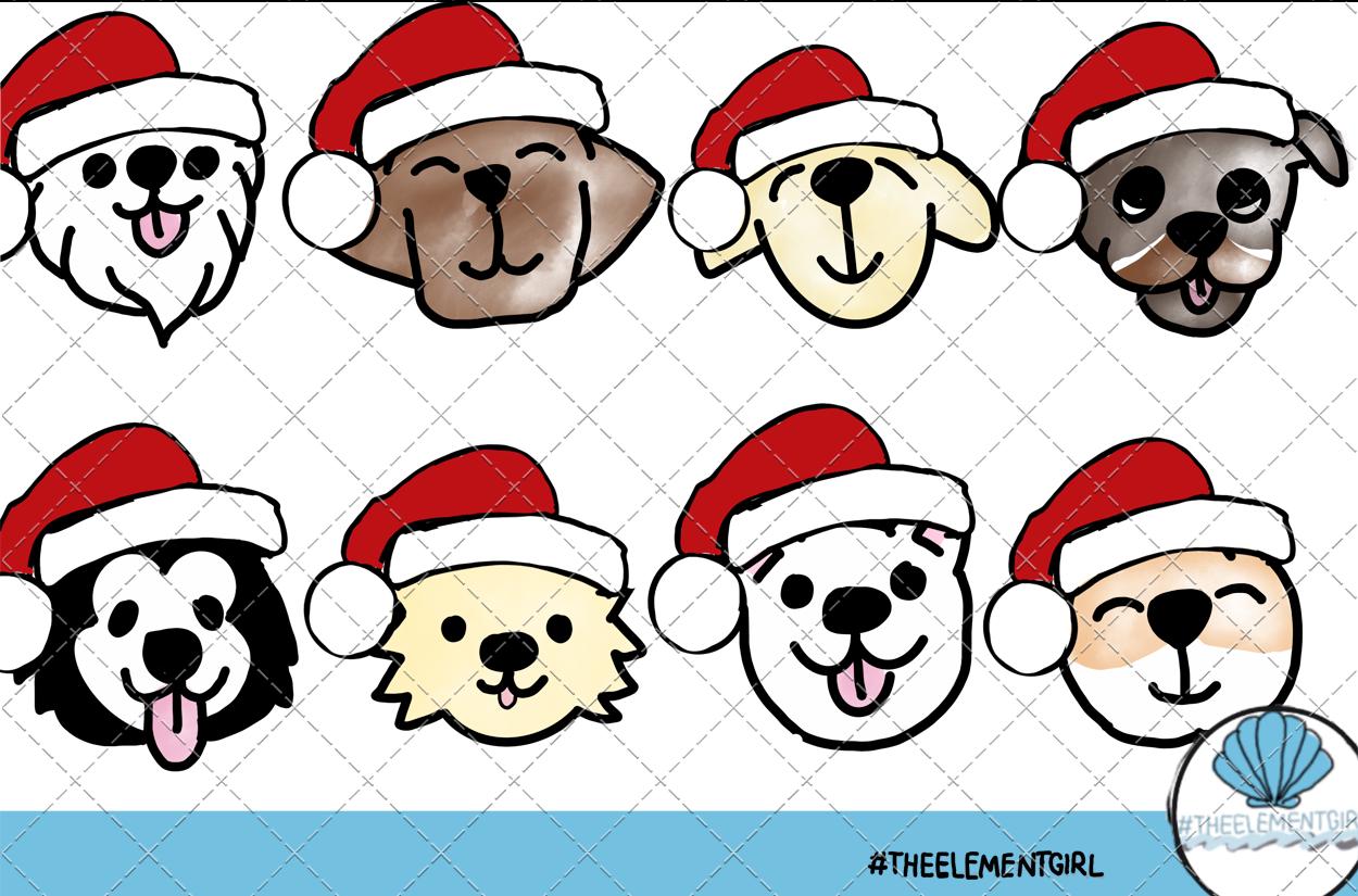 Watercolor Christmas Dog Clipart, Seasonal, Crafts, Cute, Santa Hats ...