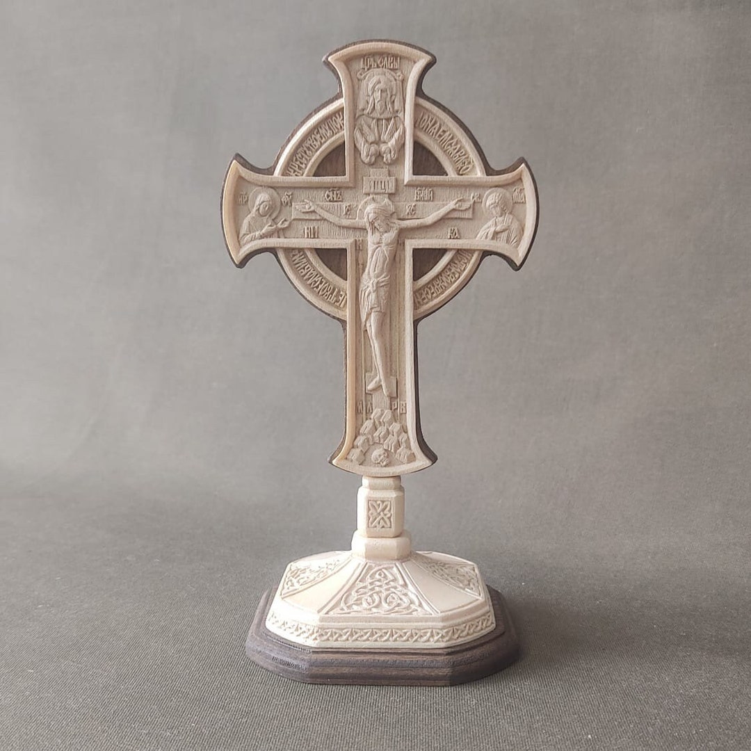 Table Cross.handmade Wooden Cross.two-sided Byzantine Heirloom Crucifix ...