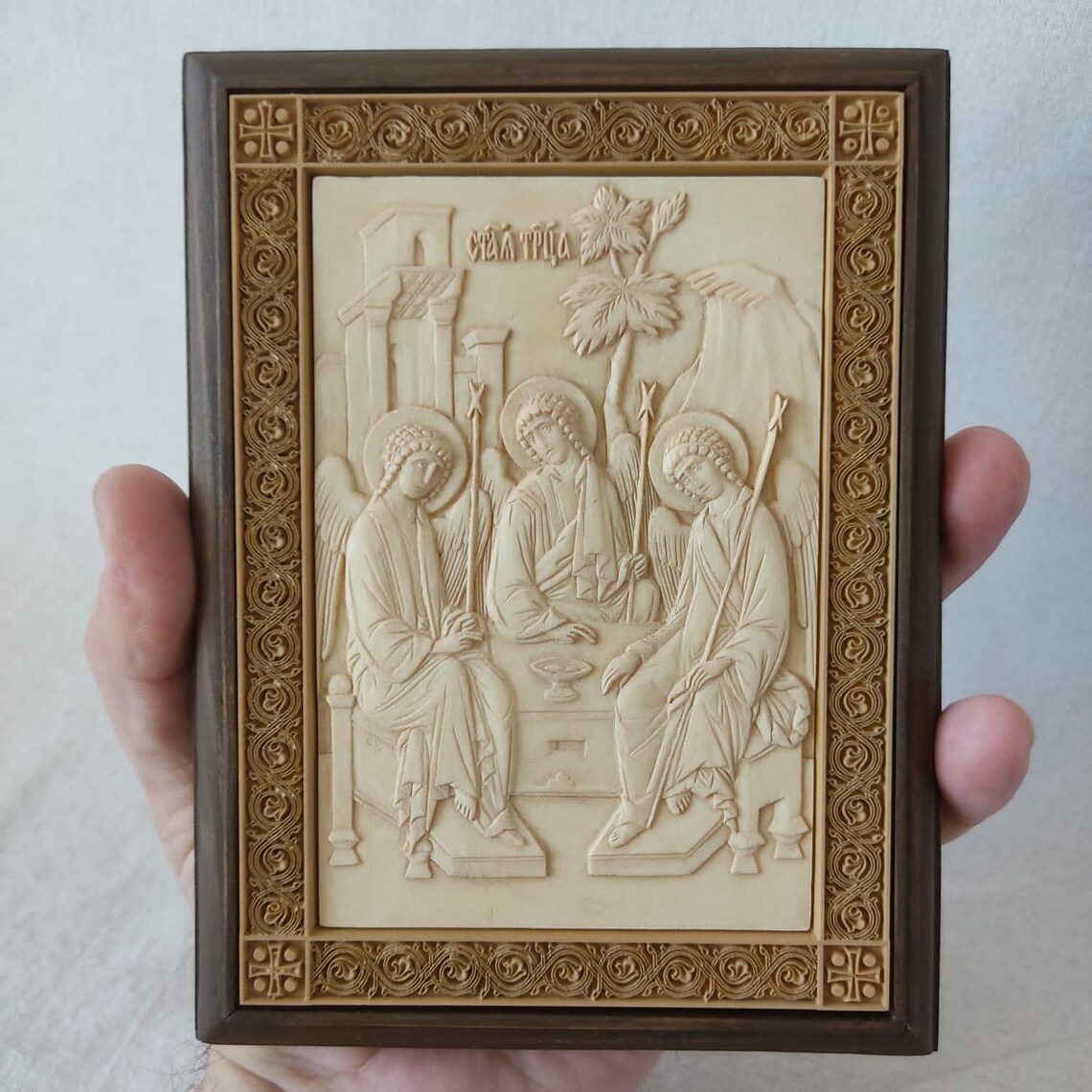 Carved Wooden Icon Handmade.icon of the Holy Trinity.orthodox - Etsy