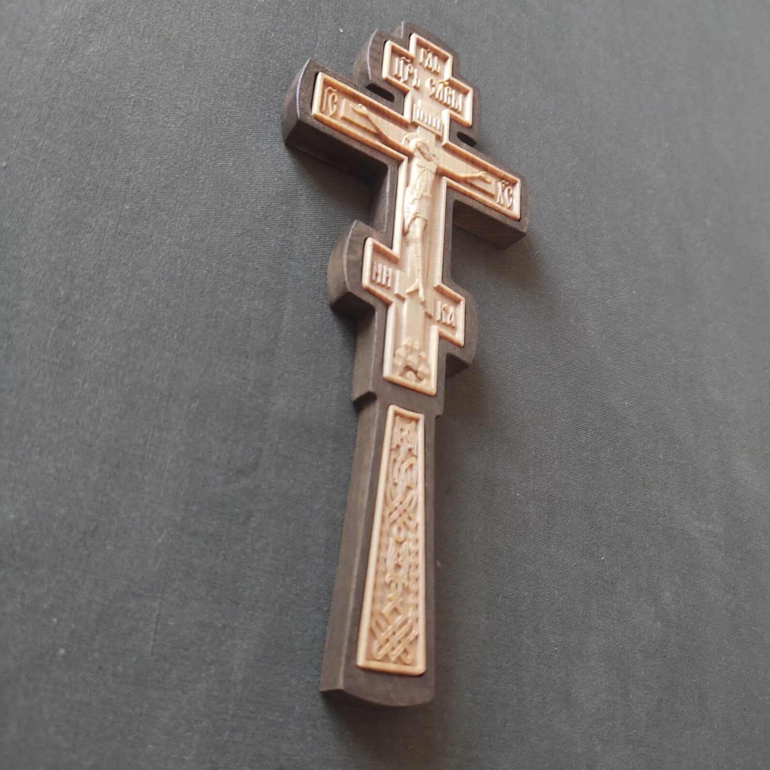 Hand-carved Wooden Cross. the Cross is Tonsured. Paramannyj Cross. the ...