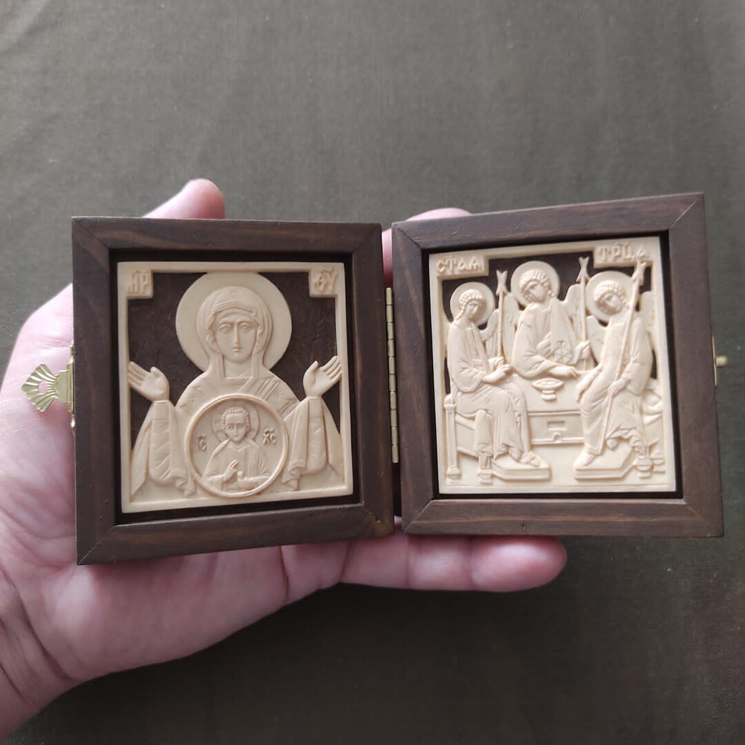 Carved Handmade Wooden Icon.sign of the Most Holy Theotokos.oranta.holy ...