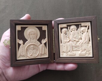 Carved Wooden Icon Handmade.icon of the Holy Trinity.orthodox - Etsy