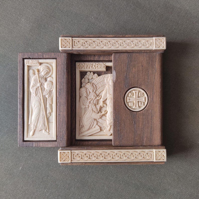 Carved Handmade Wooden Icon.triptych.resurrection of - Etsy