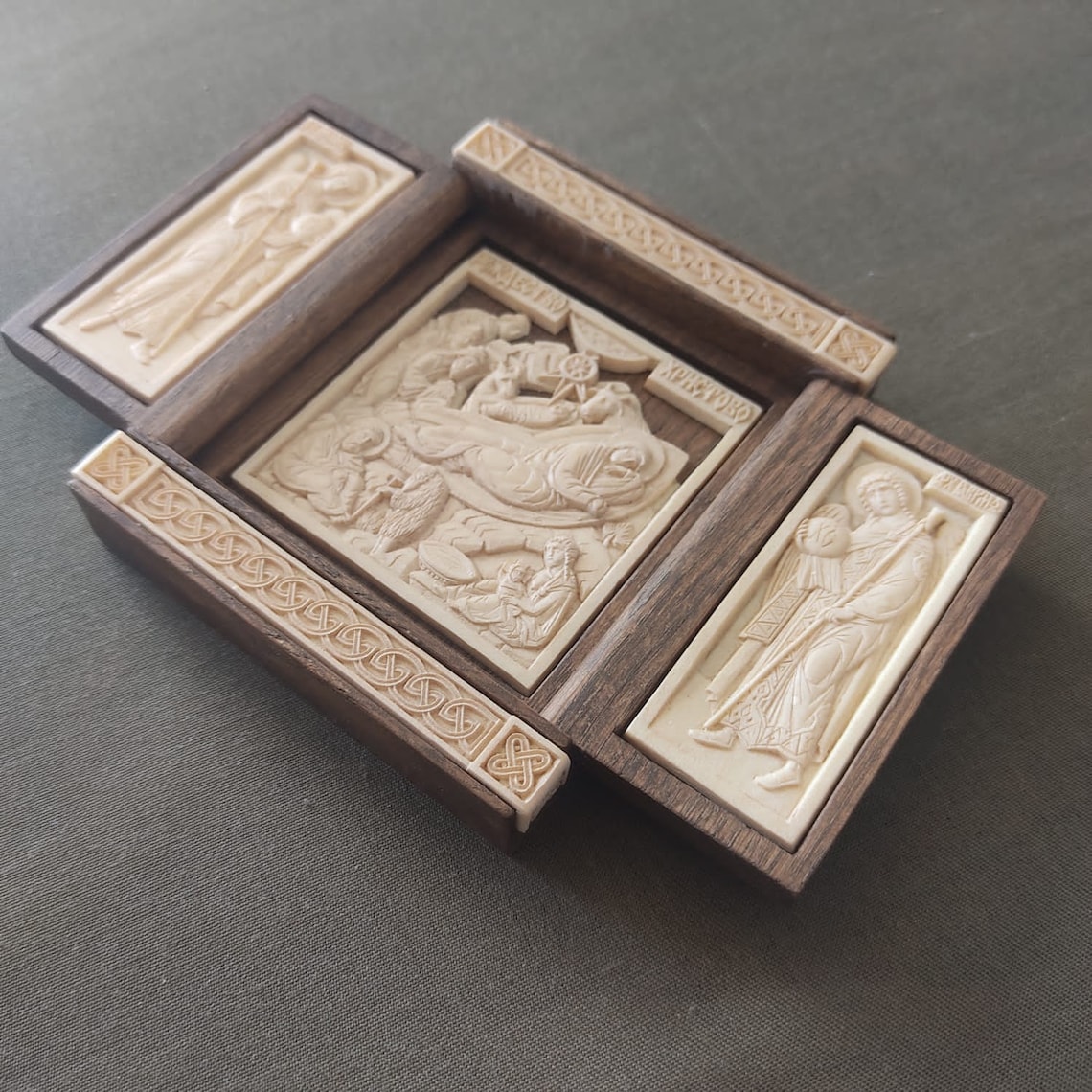 Carved Handmade Wooden Icon.triptych of the Nativity of - Etsy