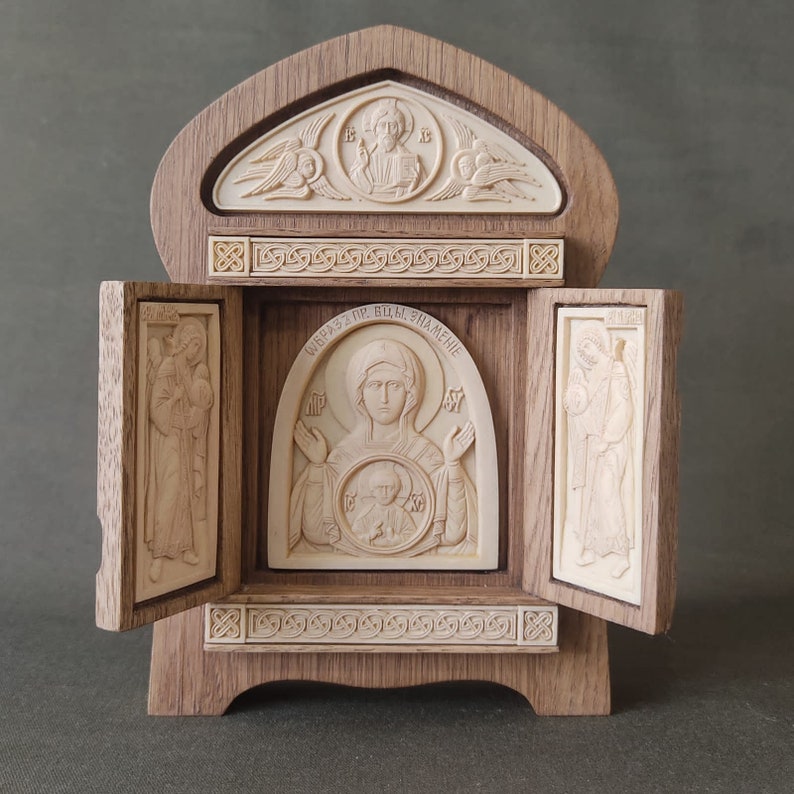Carved Handmade Wooden Icon.triptych.icon of the Sign of the - Etsy