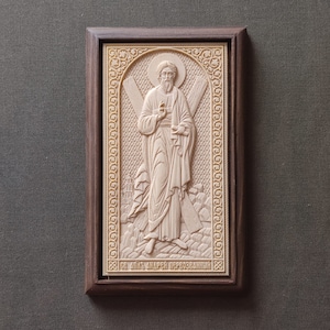 Carved Wooden Icon Handmade.apostle Andrew the First-called.disciples ...