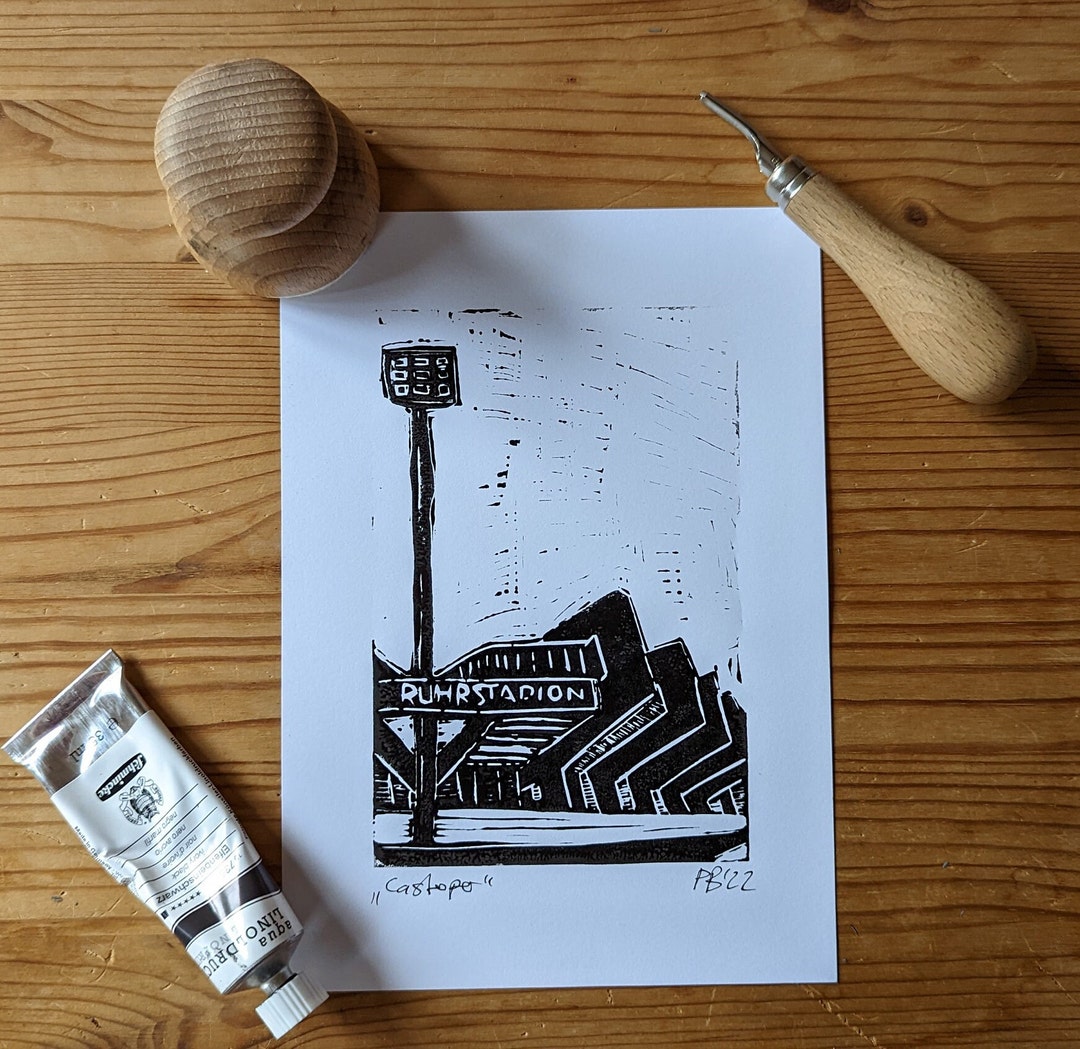 Linoldruck Castroper Straße Ruhrstadion - Etsy.de