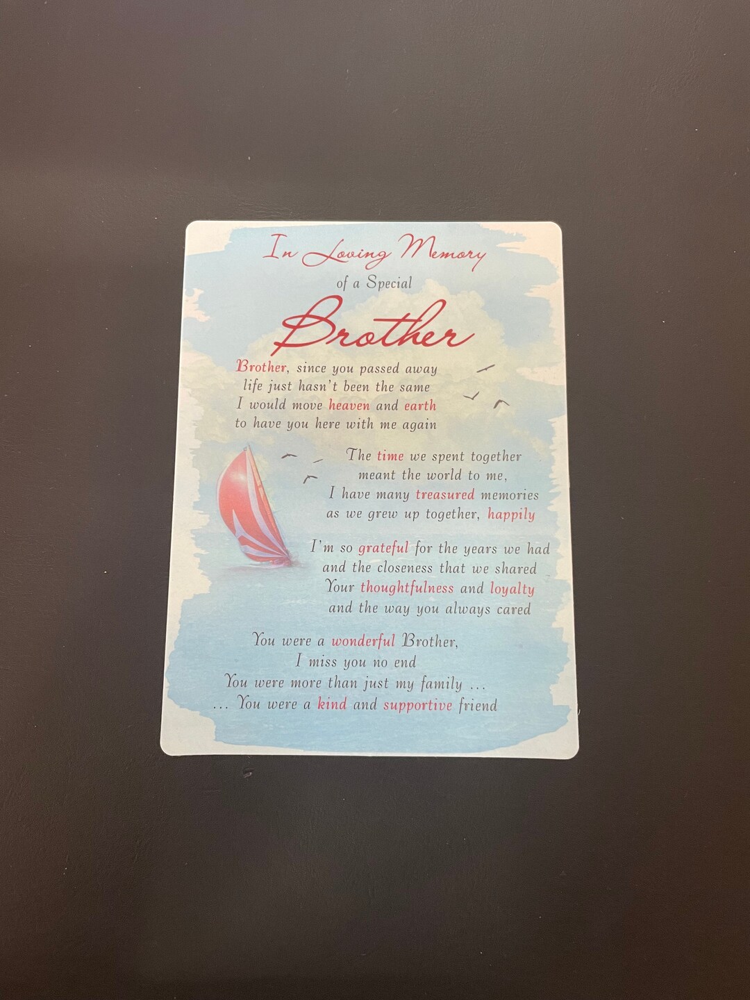 In Loving Memory of A Special Brother Graveside Card - Etsy