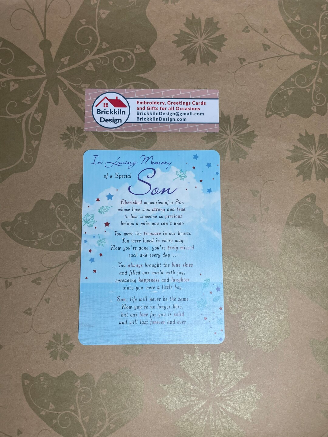 In Loving Memory of a Special Son Graveside Card - Etsy