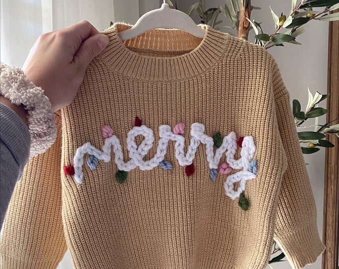 Hand Embroidered Christmas Sweater - Etsy