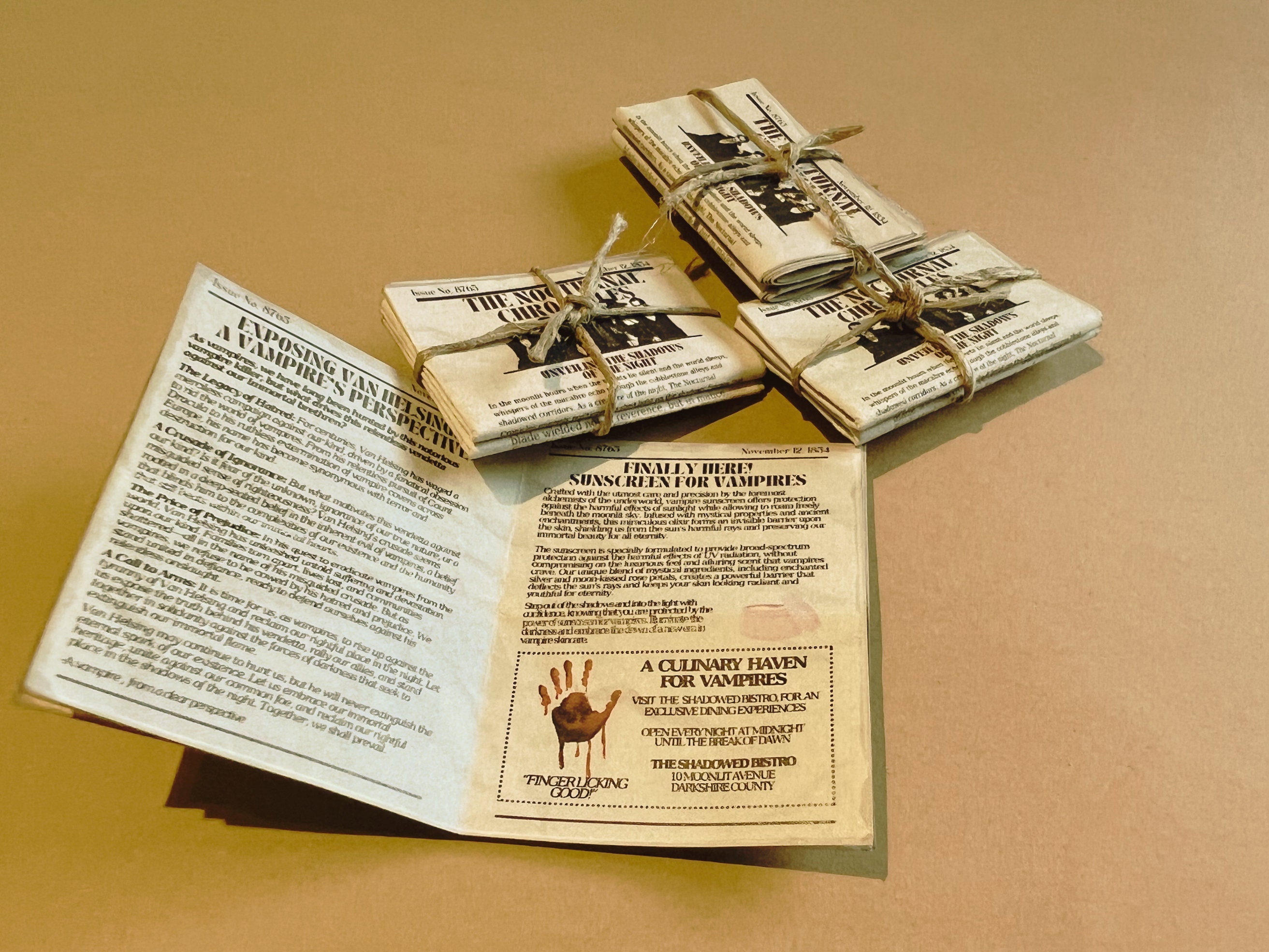 Miniature Printable Newspaper | Vampire Halloween | Dollhouse Miniature ...