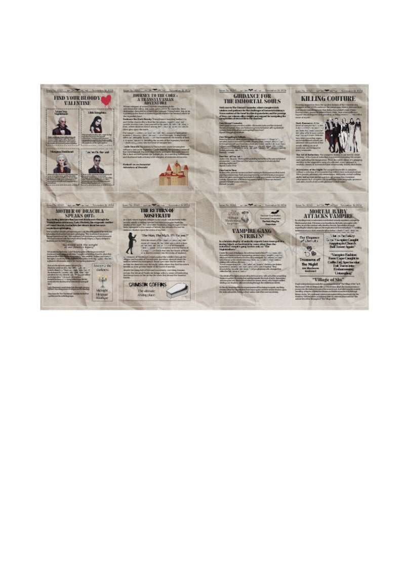 Miniature Printable Newspaper | Vampire Halloween | Dollhouse Miniature ...