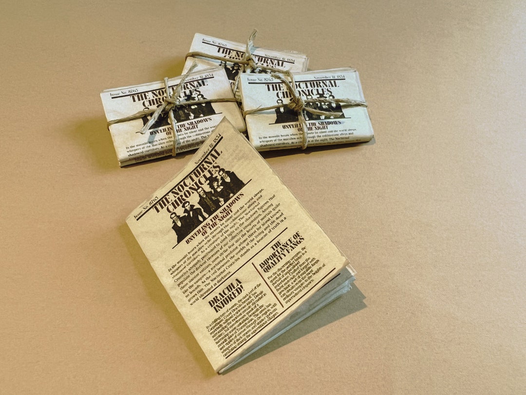 Miniature Printable Newspaper Vampire Halloween Dollhouse Miniature 1/ ...