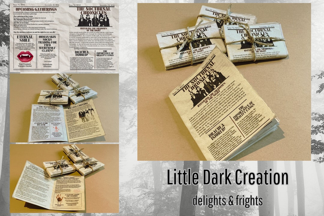 Miniature Printable Newspaper | Vampire Halloween | Dollhouse Miniature ...