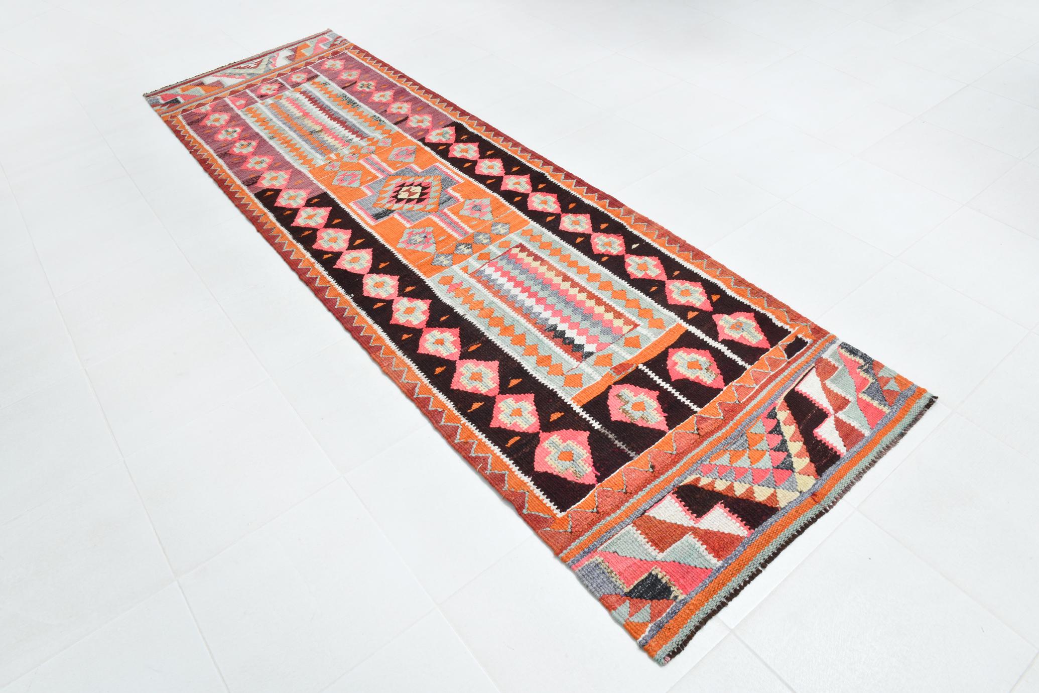 3x10 Vintage Runner, 3x10 Burgundy Orange Vintage Runner Rug, 3x10 Rug ...