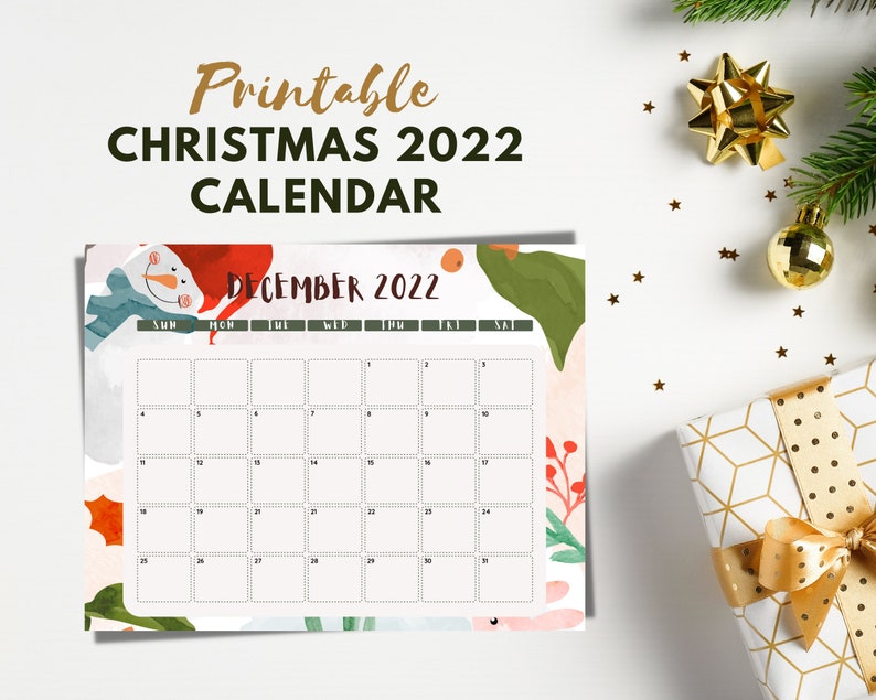 December 2022 Printable Digital Calendar Instant Download - Etsy