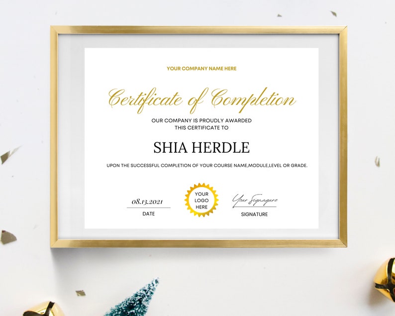 Editable Printable Certificate of Completion Template, Training, Award ...