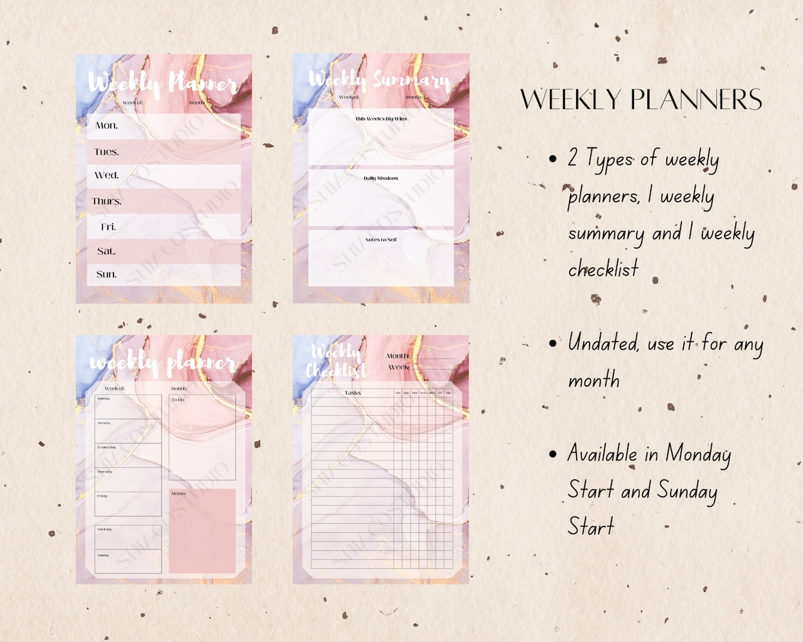 2023 Printable Digital Undated Planner, A4 & Letter Size PORTRAIT ...