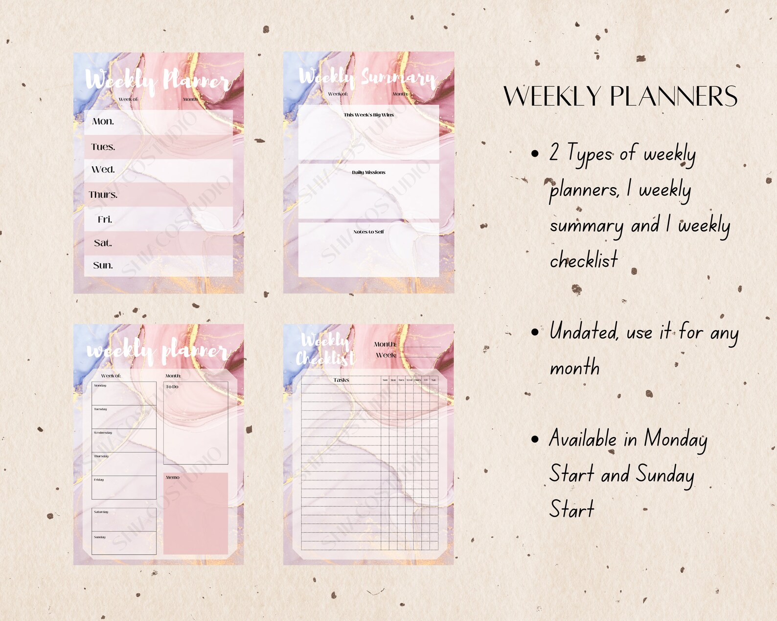 2023 Printable Digital Undated Planner, A4 & Letter Size PORTRAIT ...