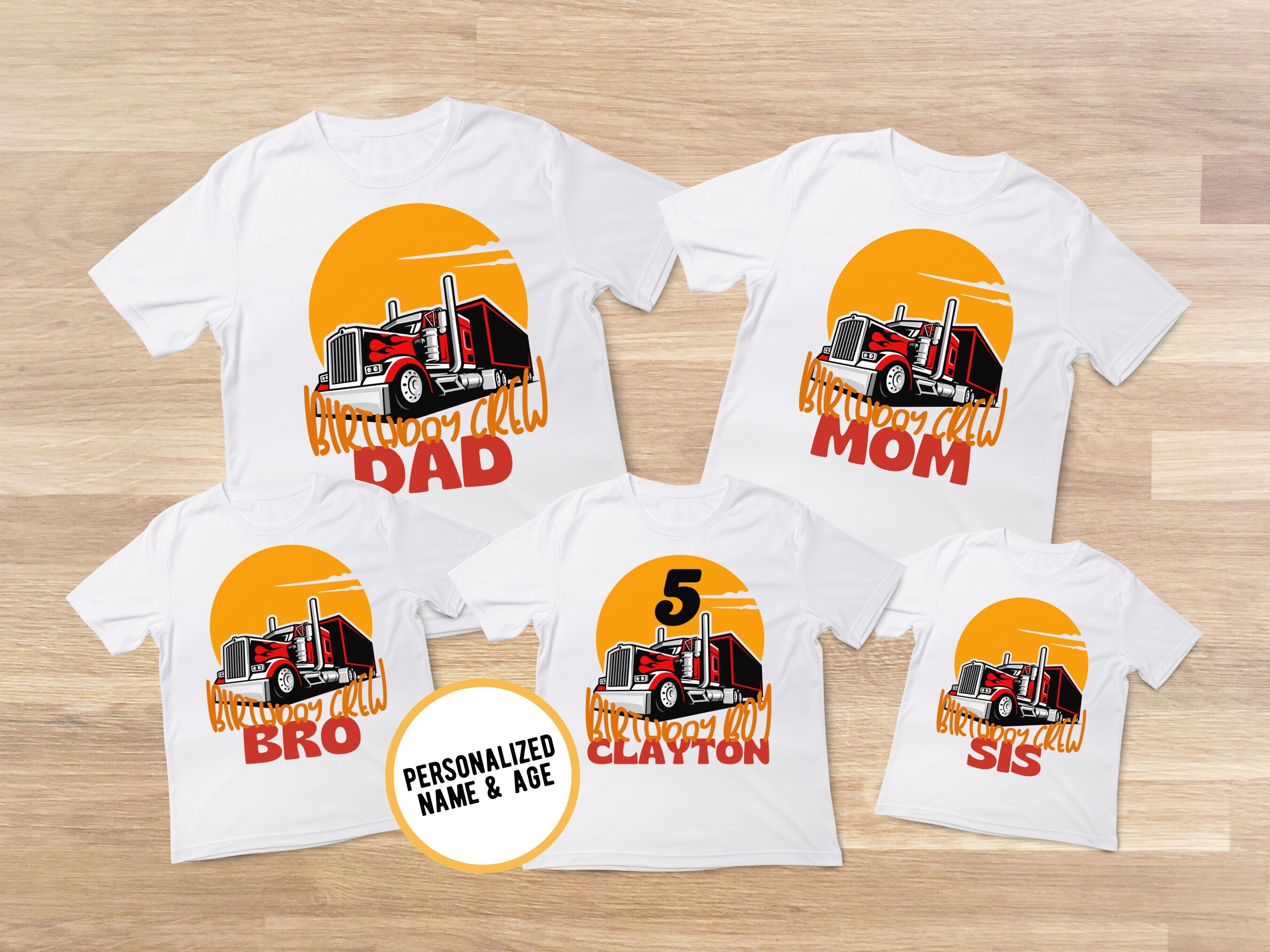 Semi Truck Birthday Shirts, Truck Theme Party, Family Matching Shirts ...