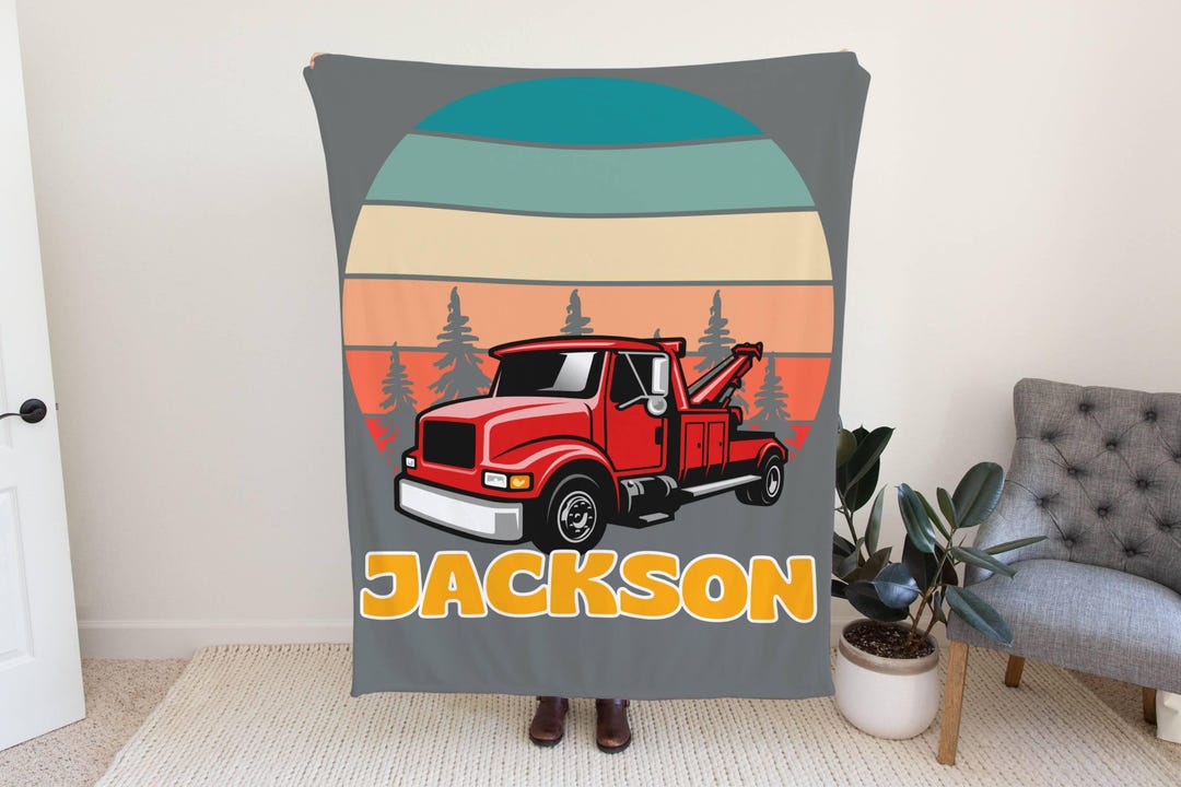 Customizable Tow Truck Blanket for Kids Plush Throw Blanket Couch ...