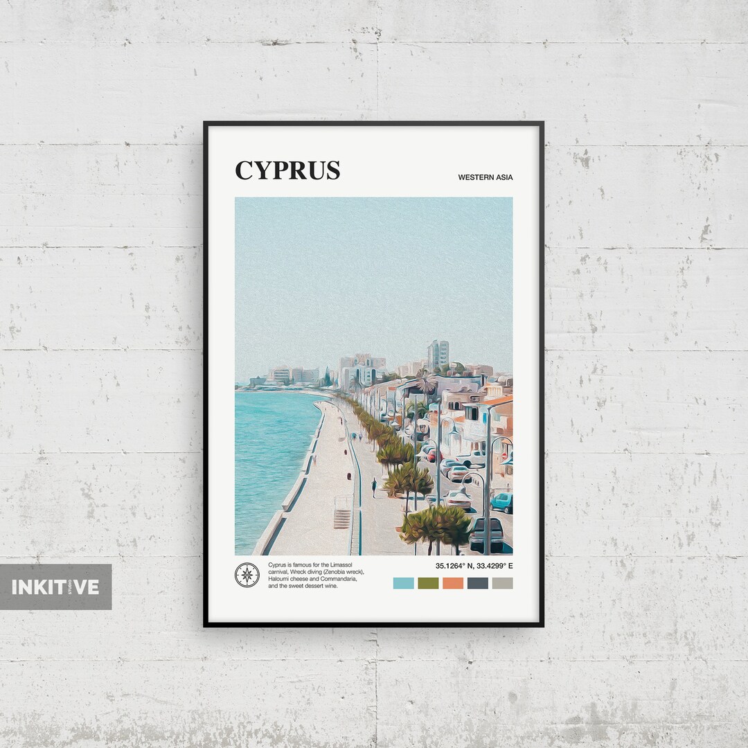 Painted Travel Poster Cyprus Painting Cyprus Print Cyprus - Etsy