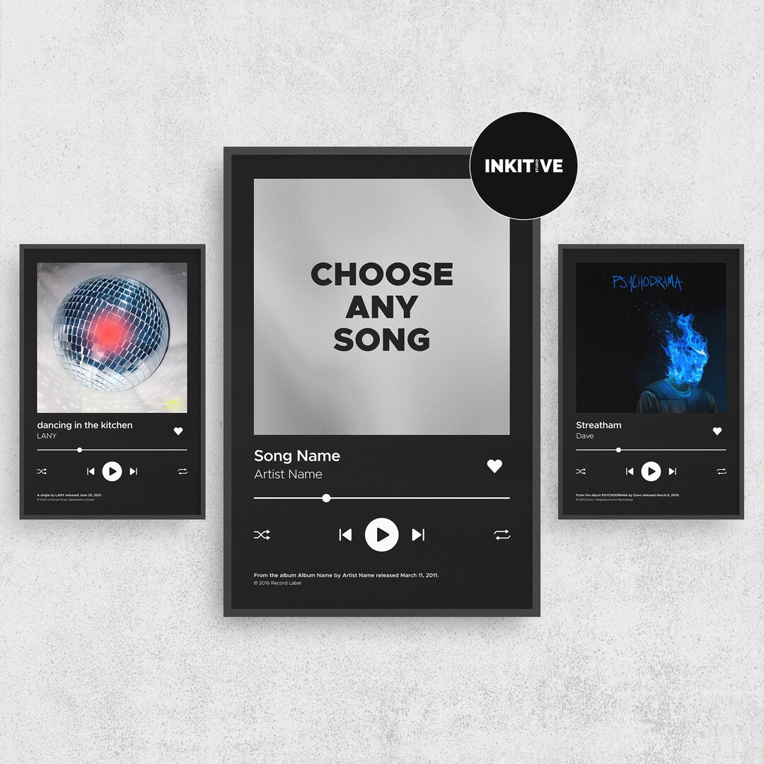 Custom Spotify Song Poster Print Choose Your Song Spotify - Etsy